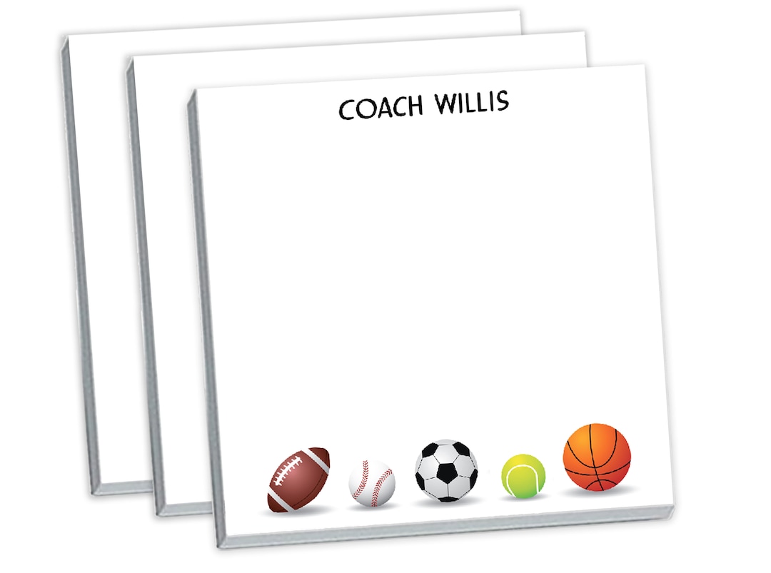Personalized Sports Sticky Notes // Sports Balls Design With Custom ...