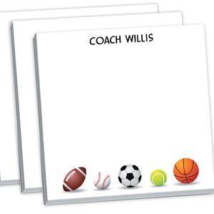 Personalized Sports Sticky Notes // Sports Balls Design With Custom ...