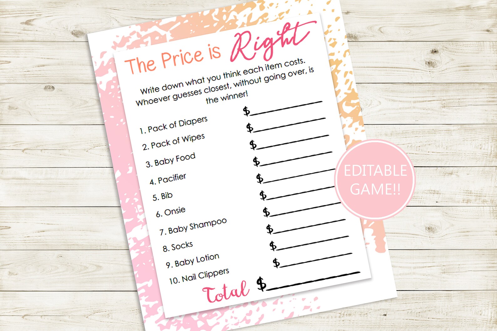 Editable Printable the Price is Right Baby Shower Game // Pink - Etsy