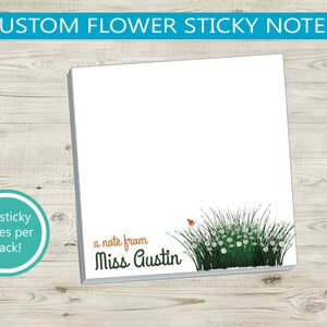 Custom Flower Sticky Notes // Personalized Gift Idea Teacher - Etsy
