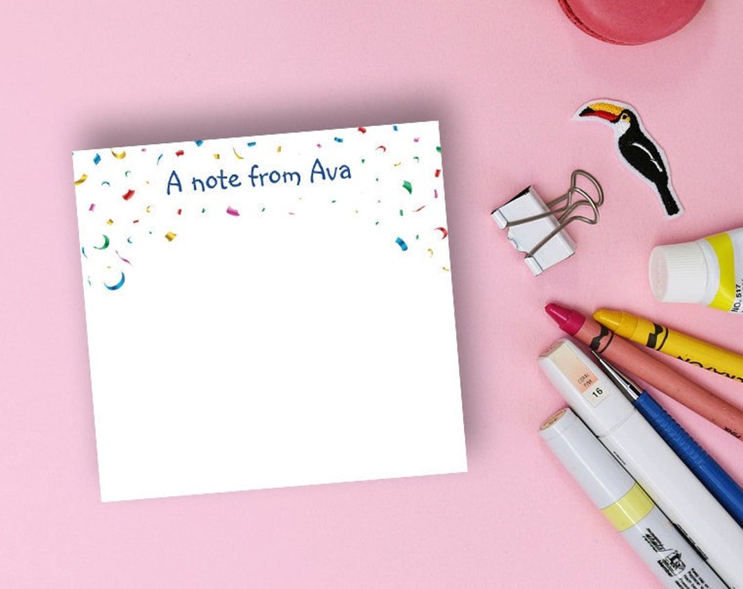 Personalized Sticky Notes With Custom Text and Confetti Design // 3x3 ...