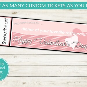 Editable Valentine's Day Tickets // Edit and Print Yourself PDF ...