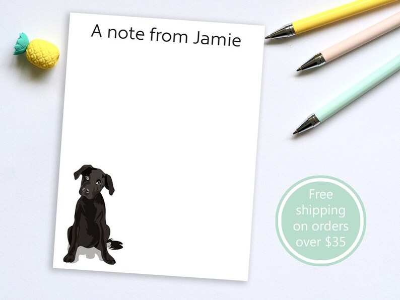 Personalized Notepad With Black Lab Dog Design and Custom Name // 50 ...