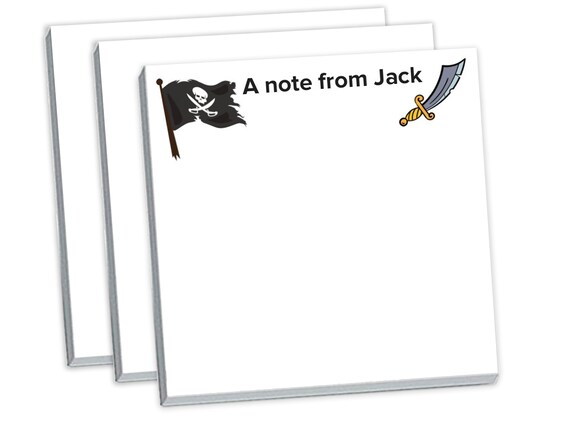 Custom Pirate Sticky Notes // personalized with any text // 50 | Etsy