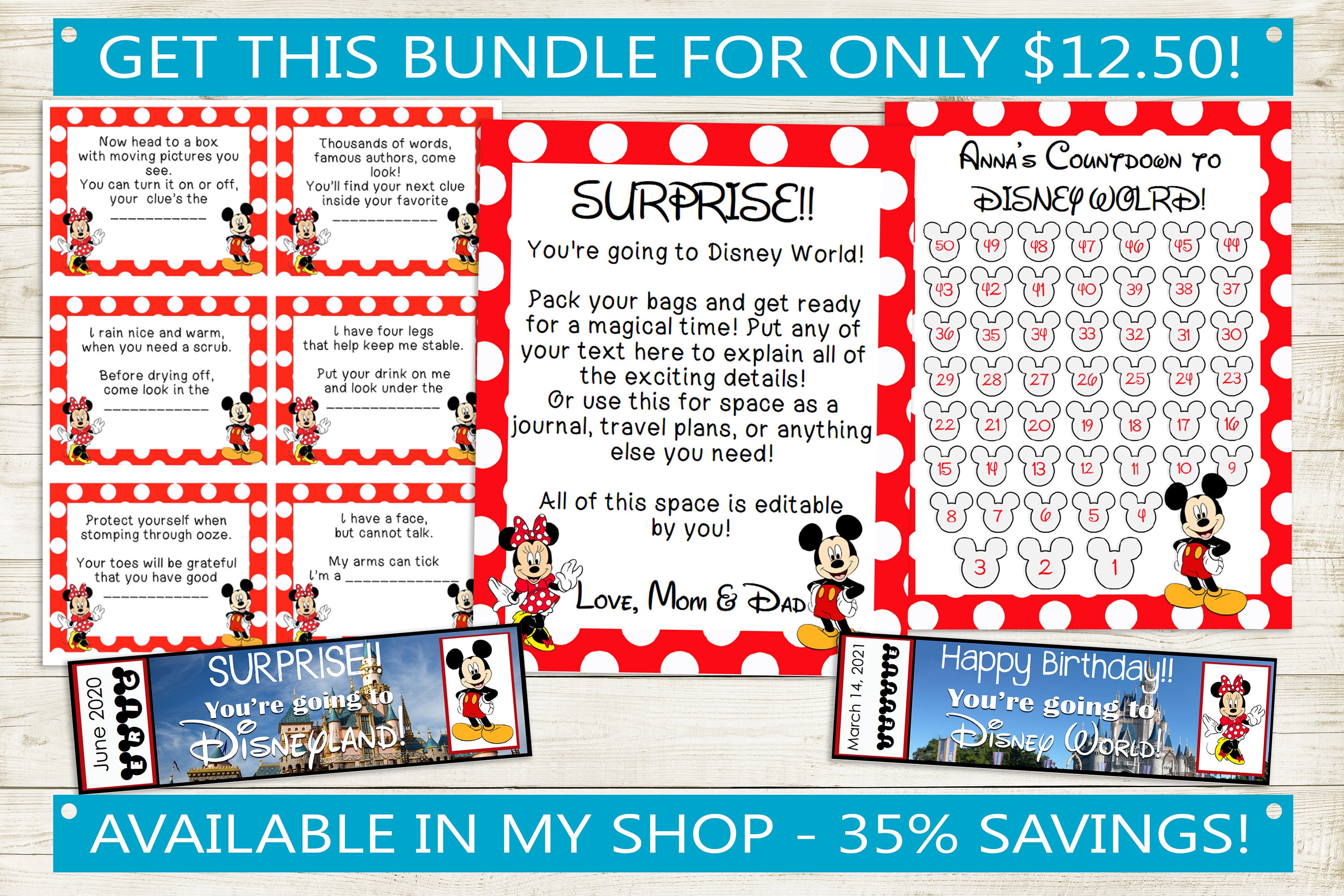 Vacation Countdown Editable PDF // Custom Name, 50 Day Countdown ...