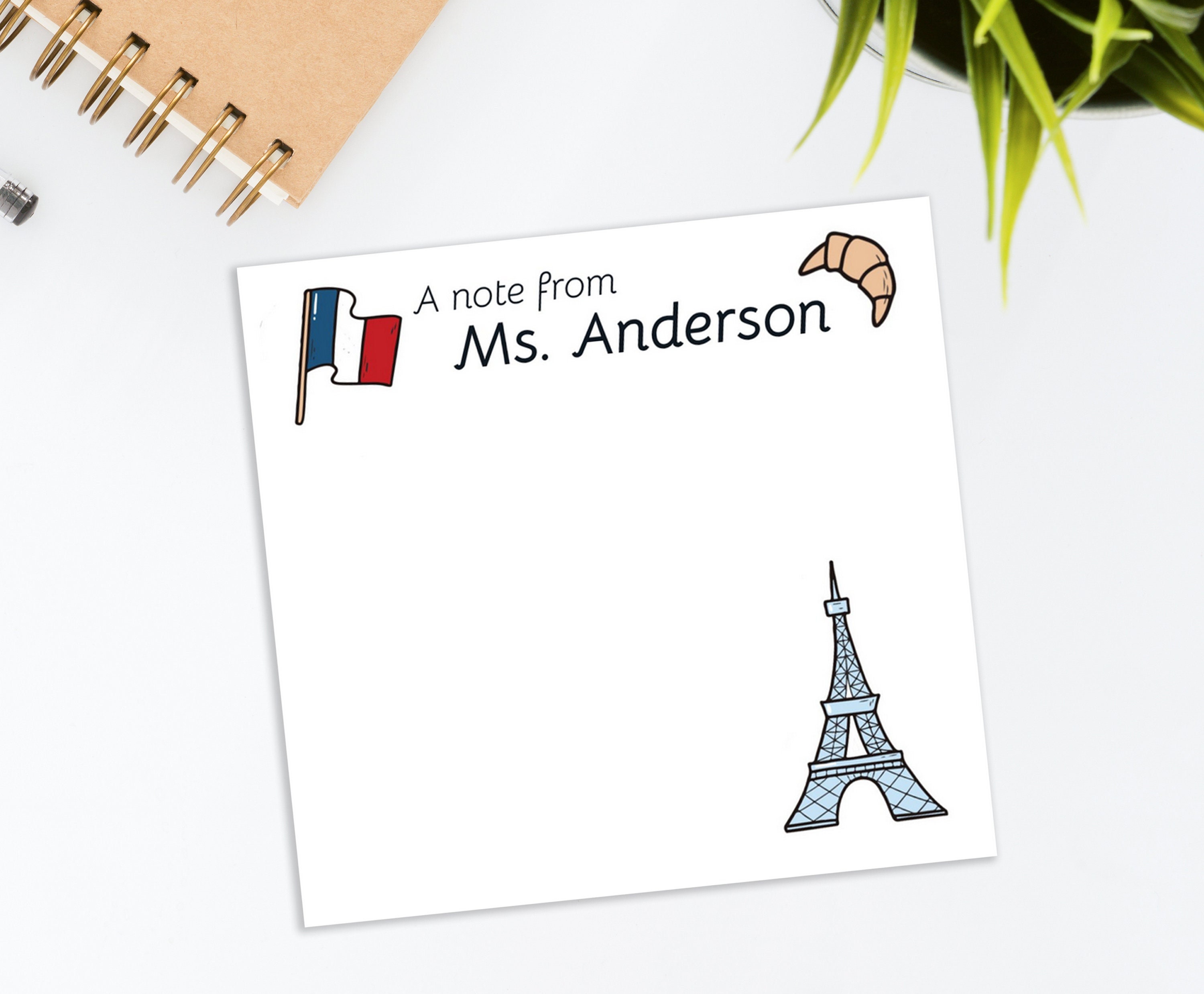 Personalized Sticky Notes With French Design and Custom Text // 3x3 ...
