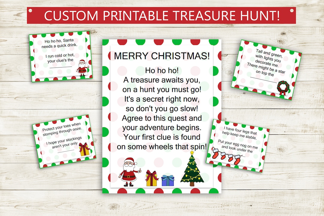 Editable Christmas Treasure Hunt Clues // Instant Download PDF, Santa ...