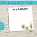 Custom Monster Sticky Notes // Personalized Gift Idea for Coworker ...