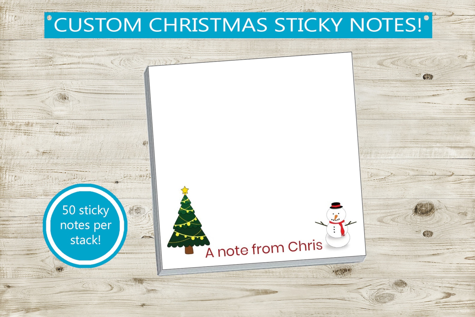 Custom Christmas Sticky Notes // personalized gift idea post | Etsy