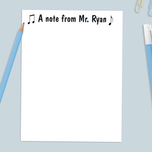 Personalized Notepad With Music Note Design and Custom Name // 50 ...