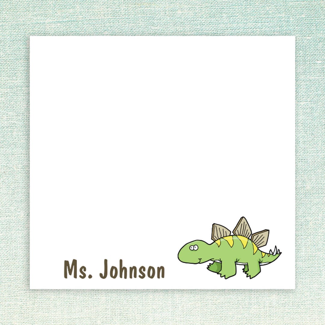 Personalized Sticky Notes With Dinosaur Design and Custom Name // 3"x3 ...