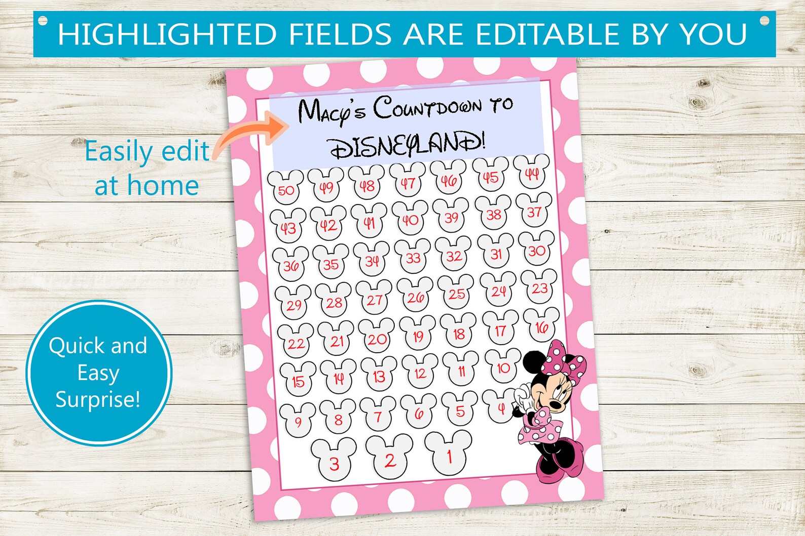 Vacation Countdown Editable PDF // Custom Name, 50 Day Countdown ...