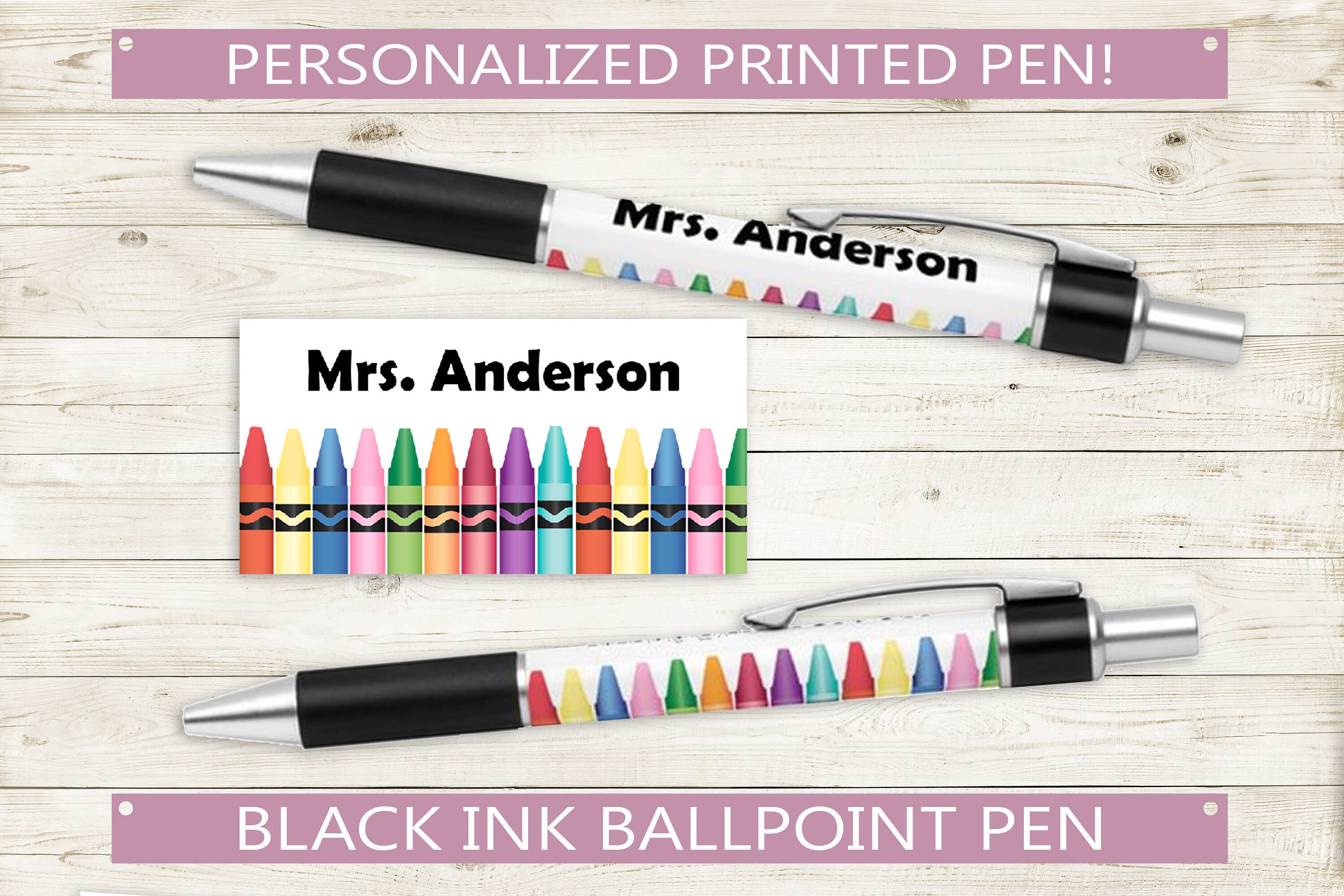 Custom Pen With Fun Crayon Design // Personalized Black Ink - Etsy