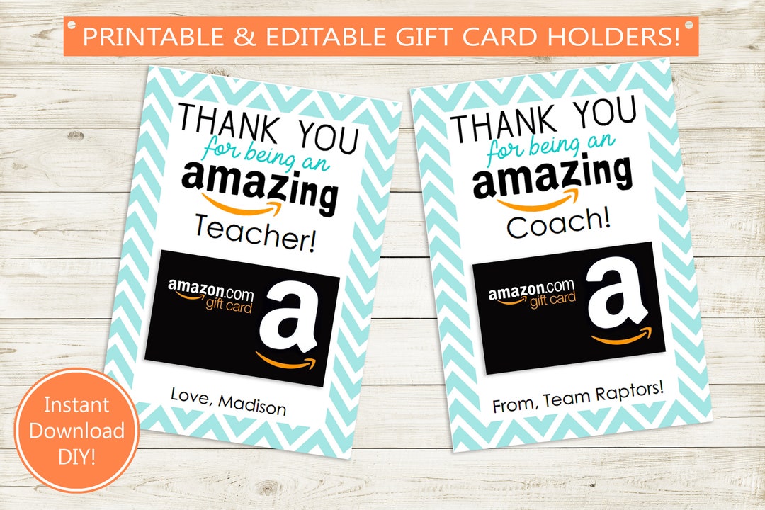 Editable and Printable Amazon Gift Card Holder // Teacher Gift, Coach ...