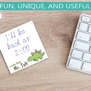 Personalized Sticky Notes With Dinosaur Design and Custom Name // 3"x3 ...