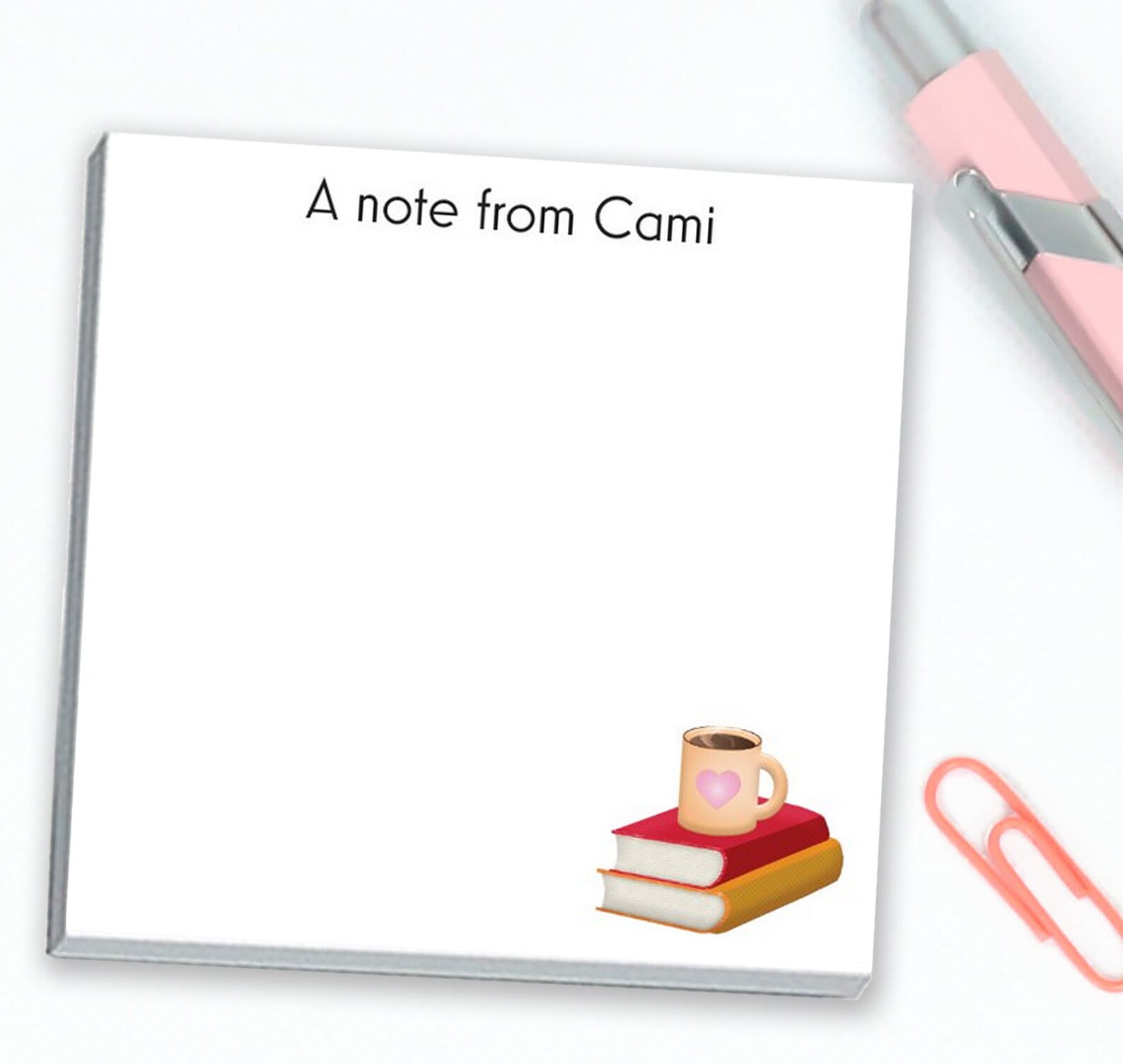 Personalized Sticky Notes Books & Coffee Design // 3x3 Inch - Etsy