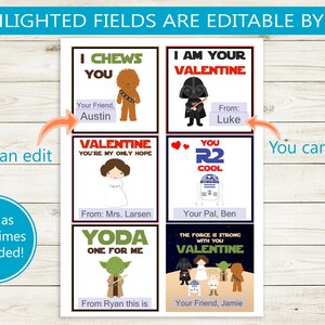 Space Wars Valentine's Day Cards // Instant Download Valentine Editable ...