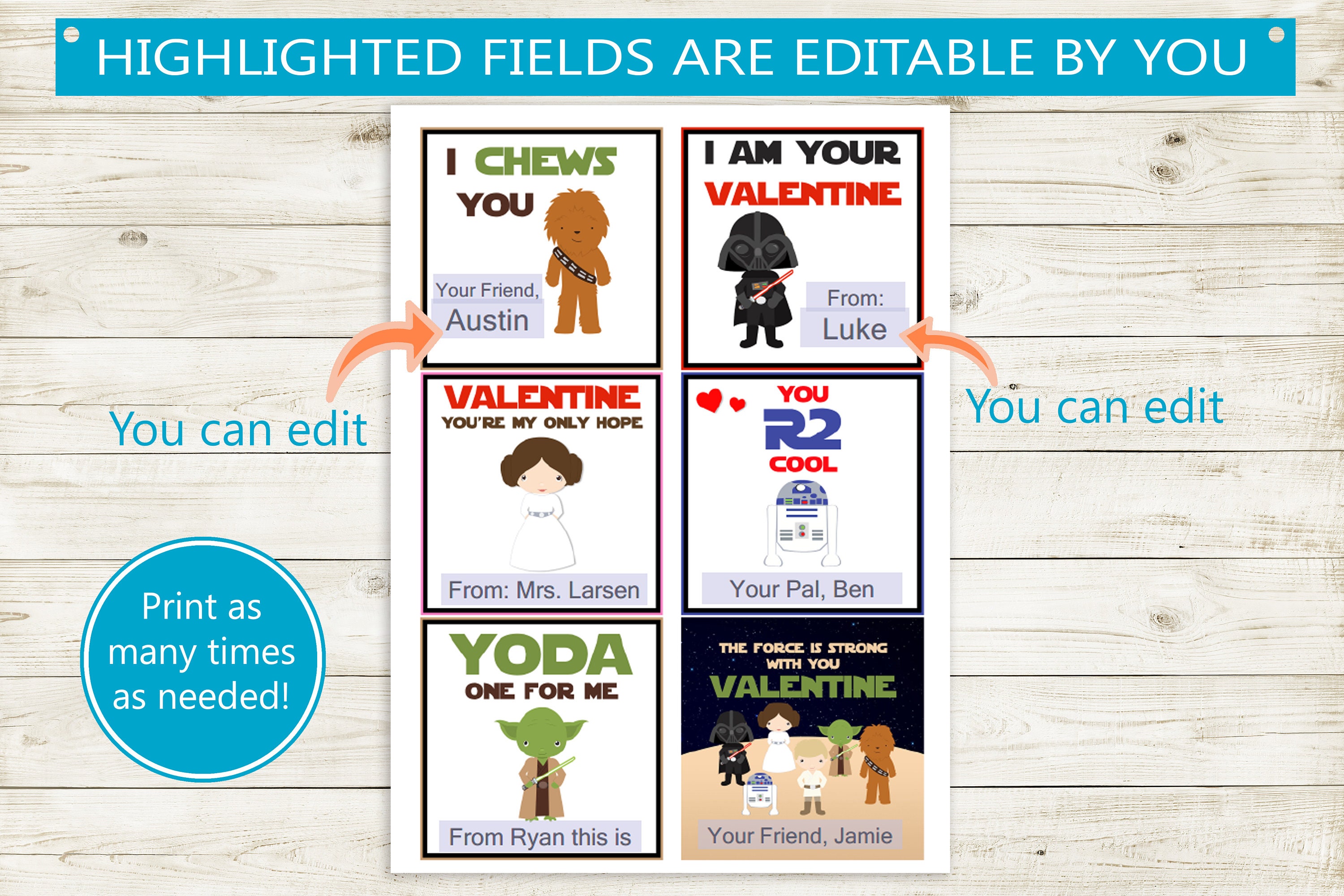 Space Wars Valentine's Day Cards // Instant Download | Etsy