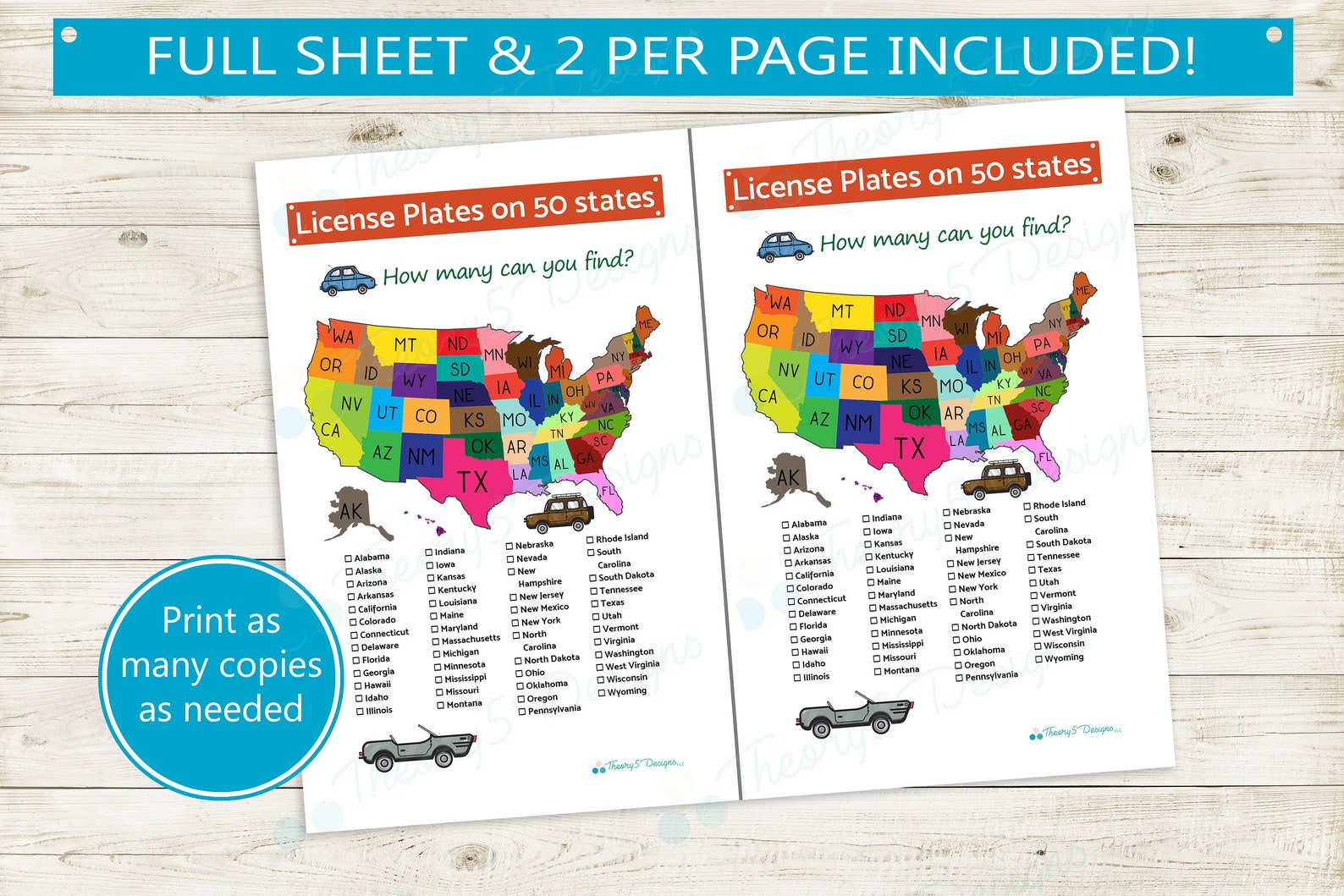 License Plate Game Printable // Instant Download PDF // Road Trip, Kids ...