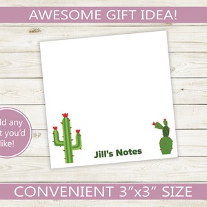 Custom Sticky Notes Cactus Design // Personalize Gift Idea for Coworker ...
