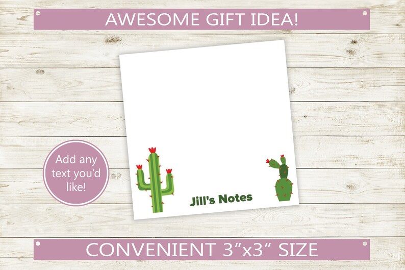 Custom Sticky Notes Cactus Design // Personalize Gift Idea for Coworker ...