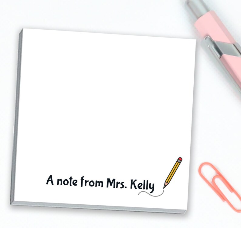 Personalized Sticky Notes With Pencil Design and Custom Text - Etsy