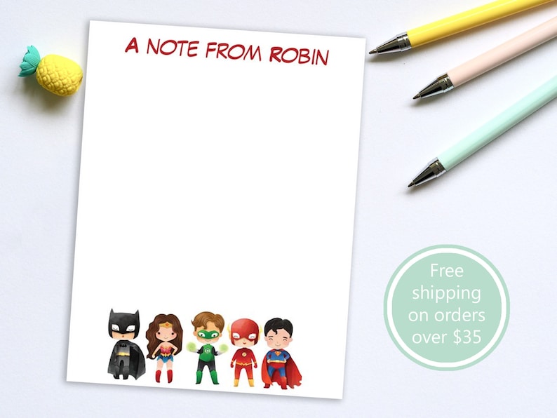 Custom Superhero Stationery Set 4 Items 2 Sticky Note - Etsy