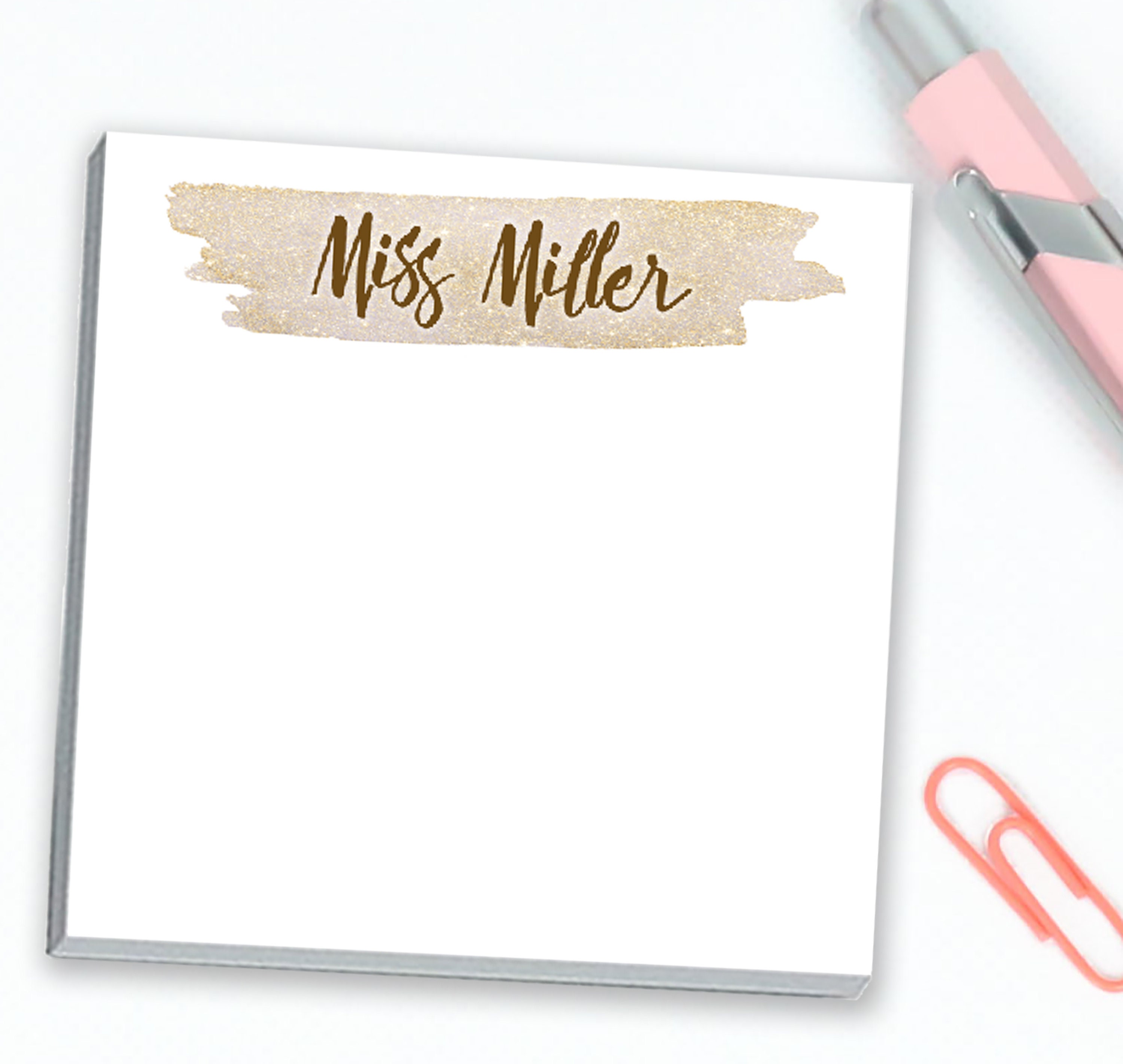 Personalized Sticky Notes With Custom Name and Gold Design // - Etsy