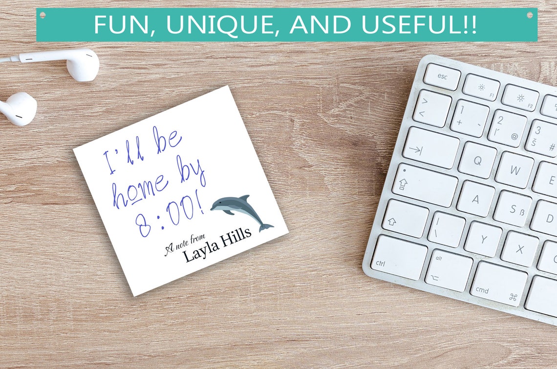 Dolphin Sticky Note Pads Custom Name // Personalized Gift Idea, Teacher ...