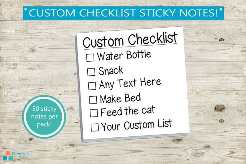 Custom Checklist Sticky Notes // Organization 3x3 Stick Notes - Etsy