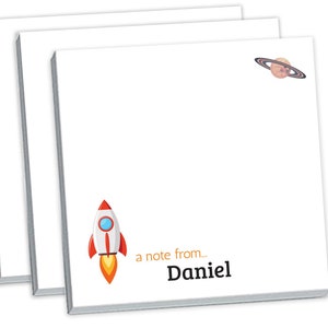 Sticky Note Pads With Rocket Space Design Custom Name // Personalized ...