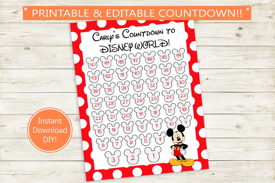 Vacation Countdown Editable PDF // Custom Name, 50 Day Countdown ...