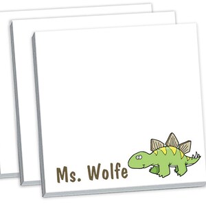 Personalized Sticky Notes With Dinosaur Design and Custom Name // 3"x3 ...