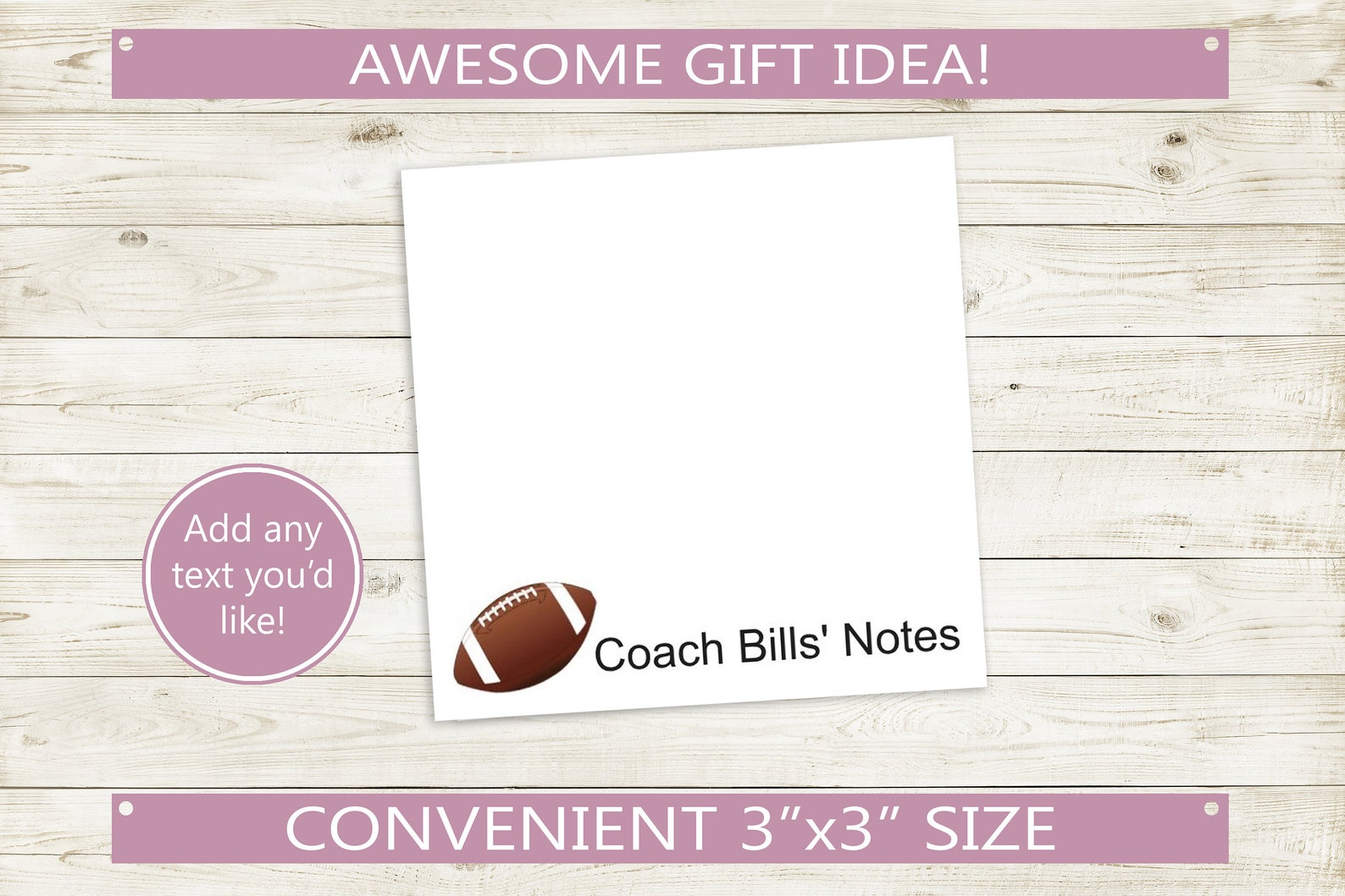 Custom Football Sticky Notes // 3x3 Personalize Gift Idea Coworker ...