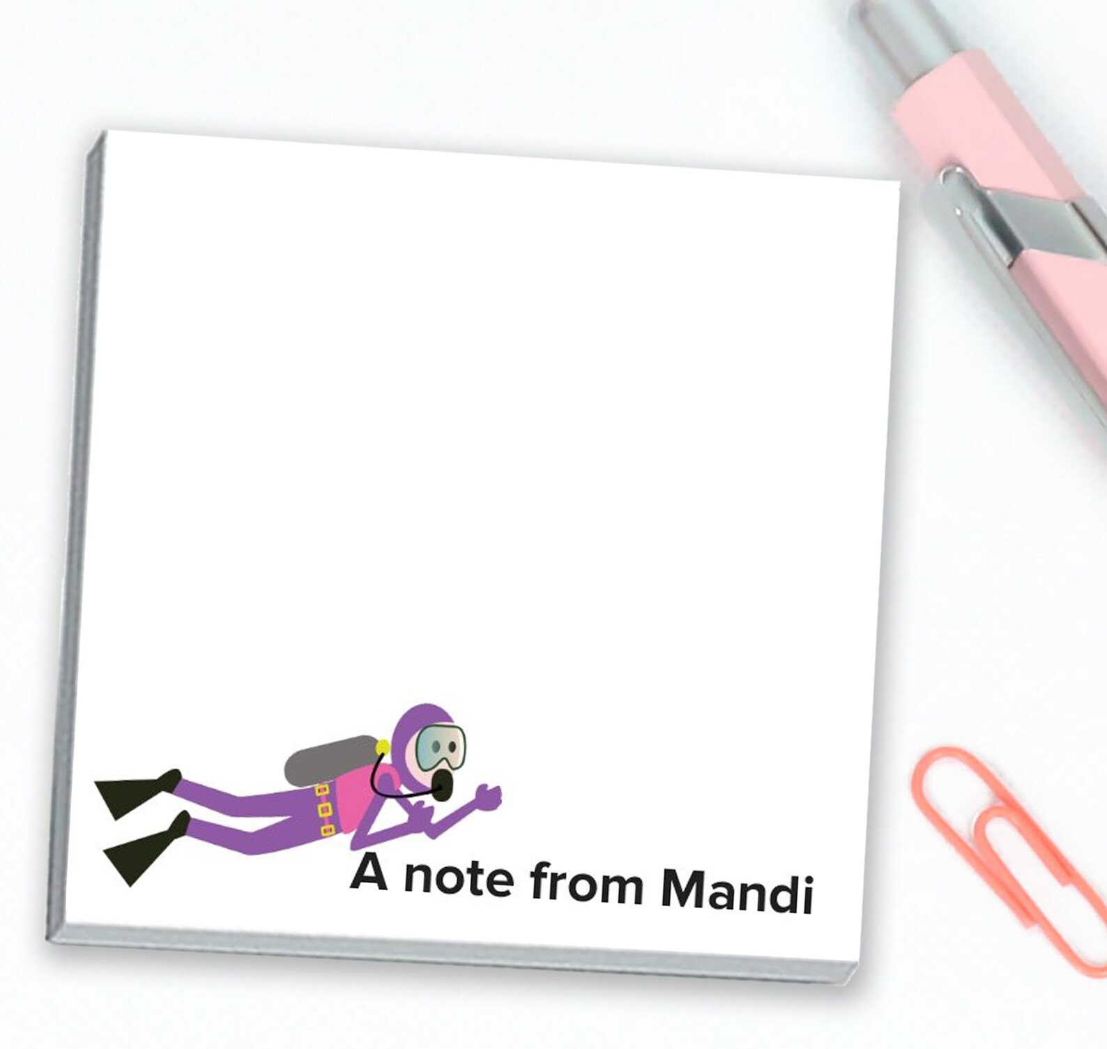 Custom Scuba Sticky Notes // Personalized Text // 50 Stickies per Pad ...