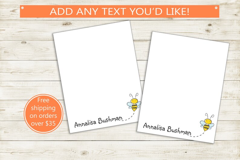 Custom Bee Notepads Name School Teacher // 50 Sheets per Stack 4"x5.5 ...