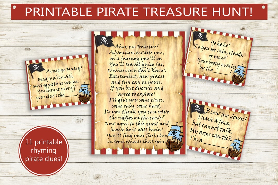 Pirate Printable Treasure Hunt Letter & Clues // Instant Download PDF ...