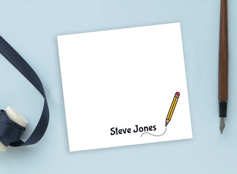 Personalized Sticky Notes With Pencil Design and Custom Text - Etsy