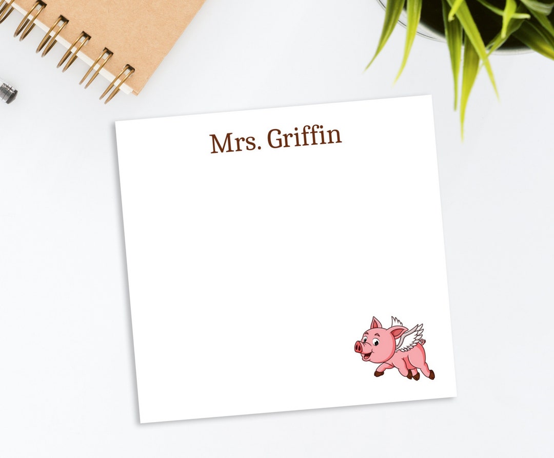Personalized Sticky Notes With Custom Text and Flying Pig Design // 3x3 ...