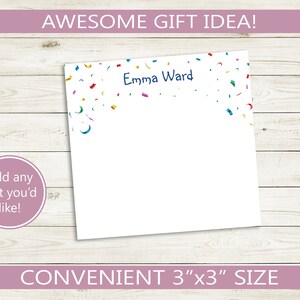 Personalized Sticky Notes With Custom Text and Confetti Design // 3x3 ...