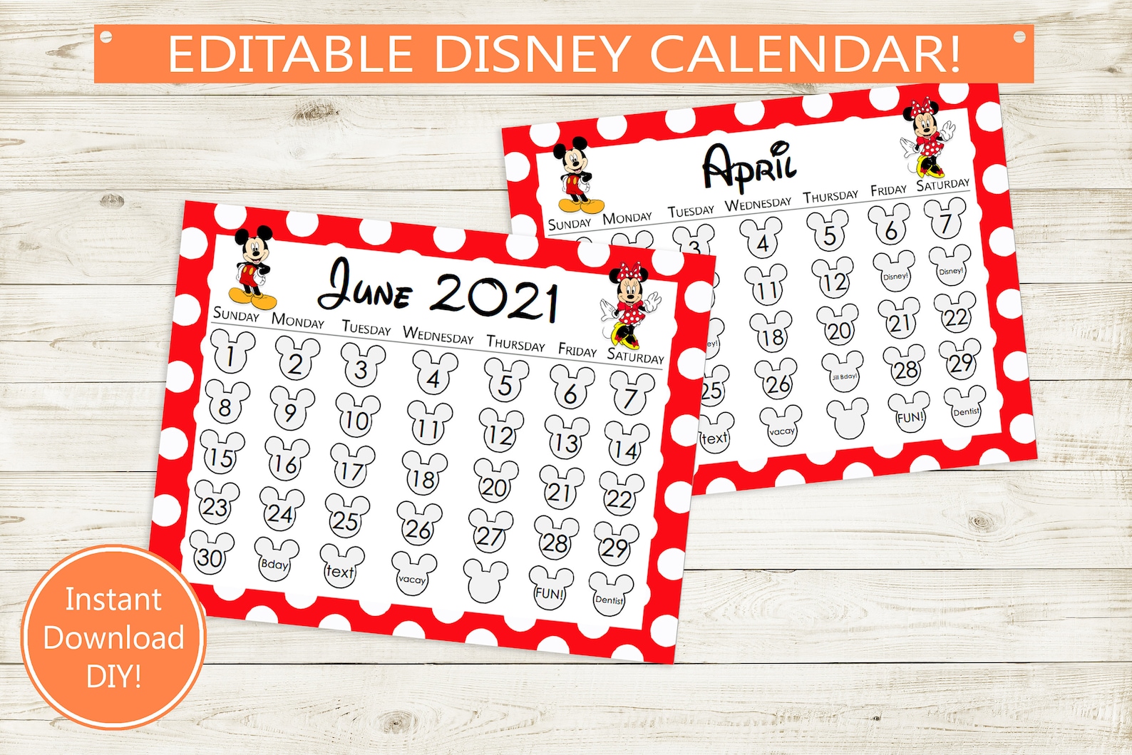 Fun Calendar Editable Printable // Adobe Editable PDF // Any - Etsy
