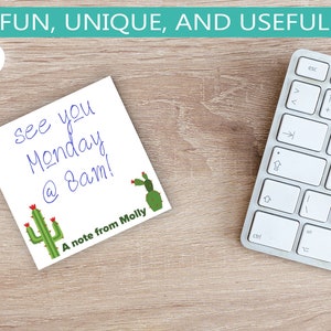 Custom Sticky Notes Cactus Design // Personalize Gift Idea for Coworker ...