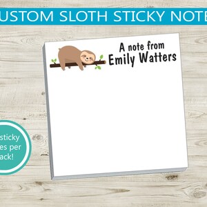Custom Sloth Sticky Notes // Personalized Gift Idea for Coworker ...