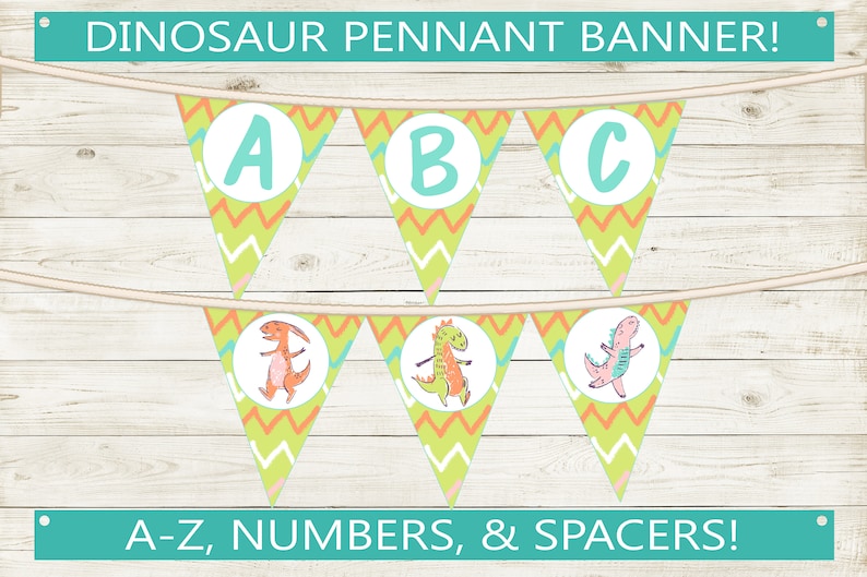 Dinosaur Pennant Banner // Dinosaur Birthday Party Dinosaur - Etsy