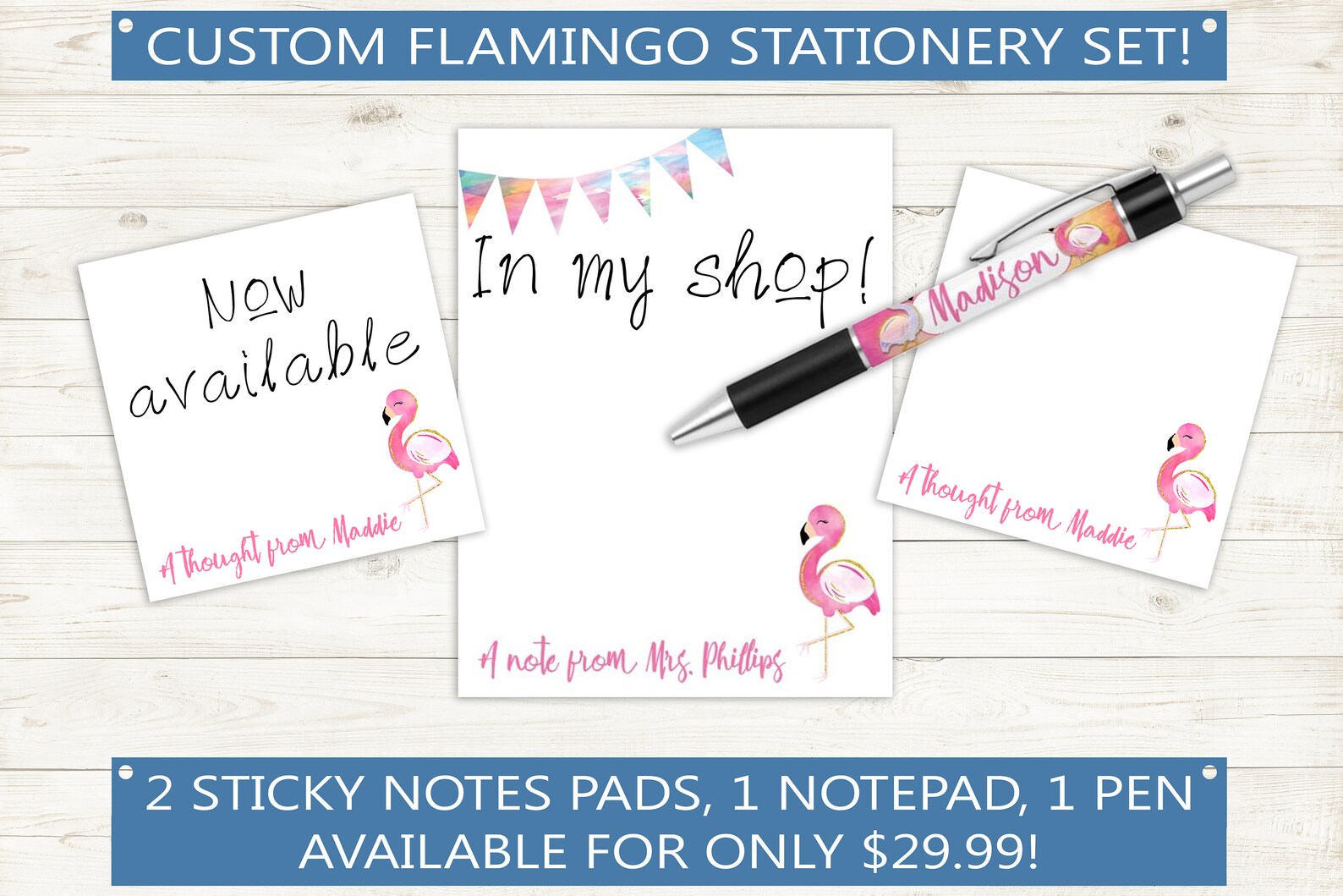 Personalized Flamingo Sticky Notes // Gift Idea Customizable | Etsy