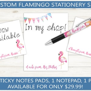 Personalized Flamingo Sticky Notes // Gift Idea Customizable Teacher ...