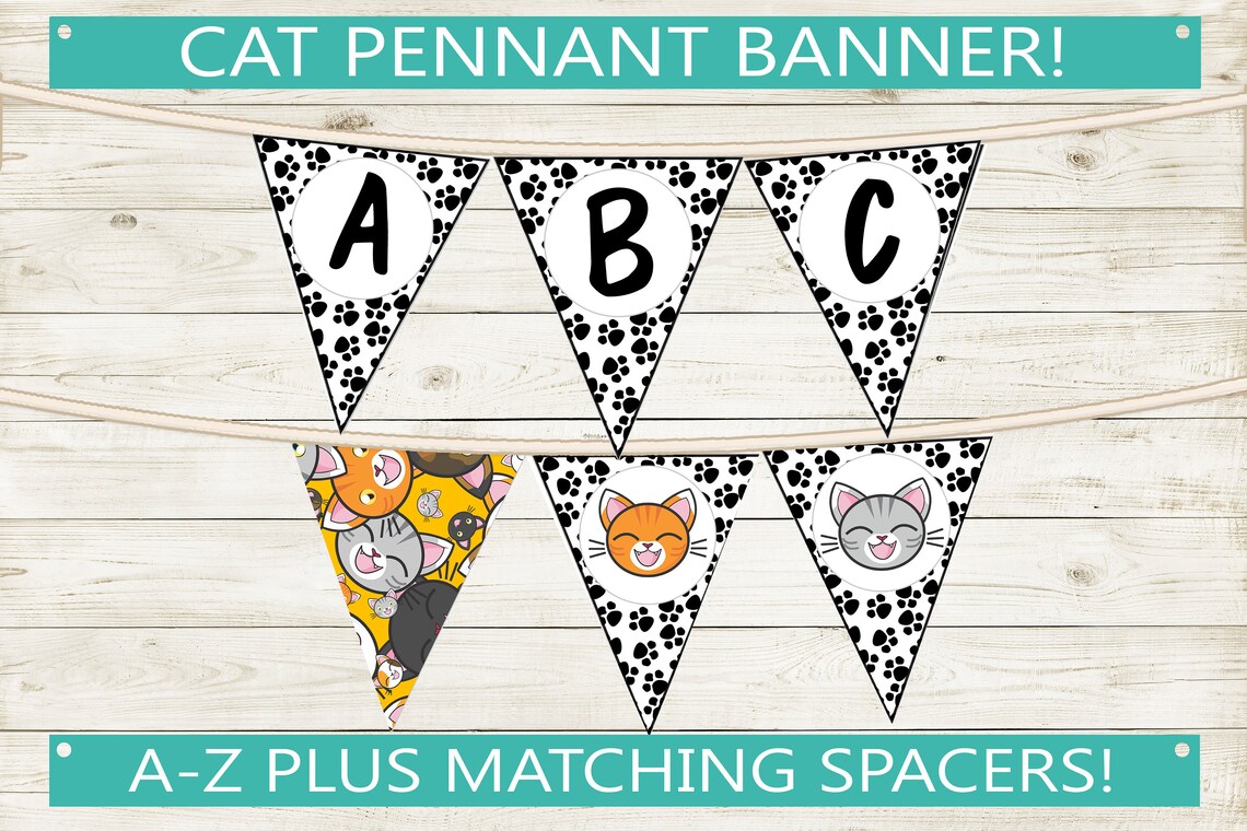 Cat Pennant Banner // Pet Adoption, Birthday Party, Baby Shower ...