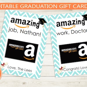 Editable and Printable Graduation Amazon Gift Card Holder // Teacher ...