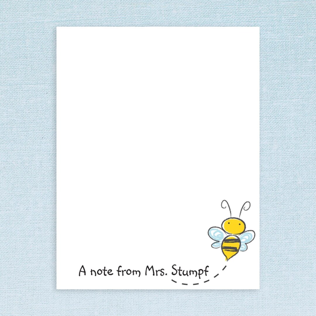 Custom Bee Notepads Name School Teacher // 50 Sheets per Stack 4"x5.5 ...