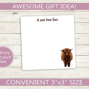 Personalized Sticky Notes Highland Cattle Design // 3x3 Inch With 50 ...